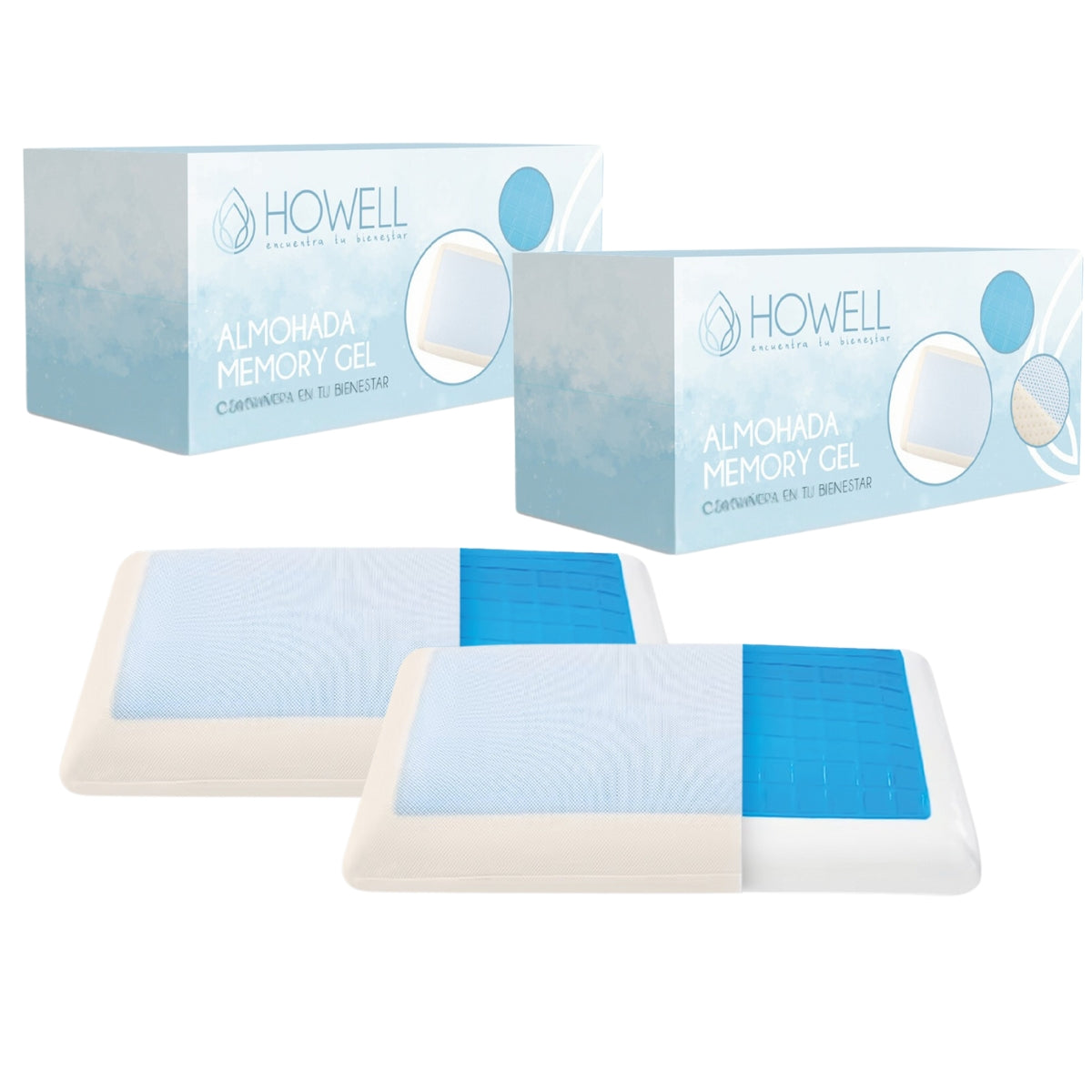 Almohada Gel Ortopédica Visco Howell Memory 60x40cm Set X2 – ET Brands