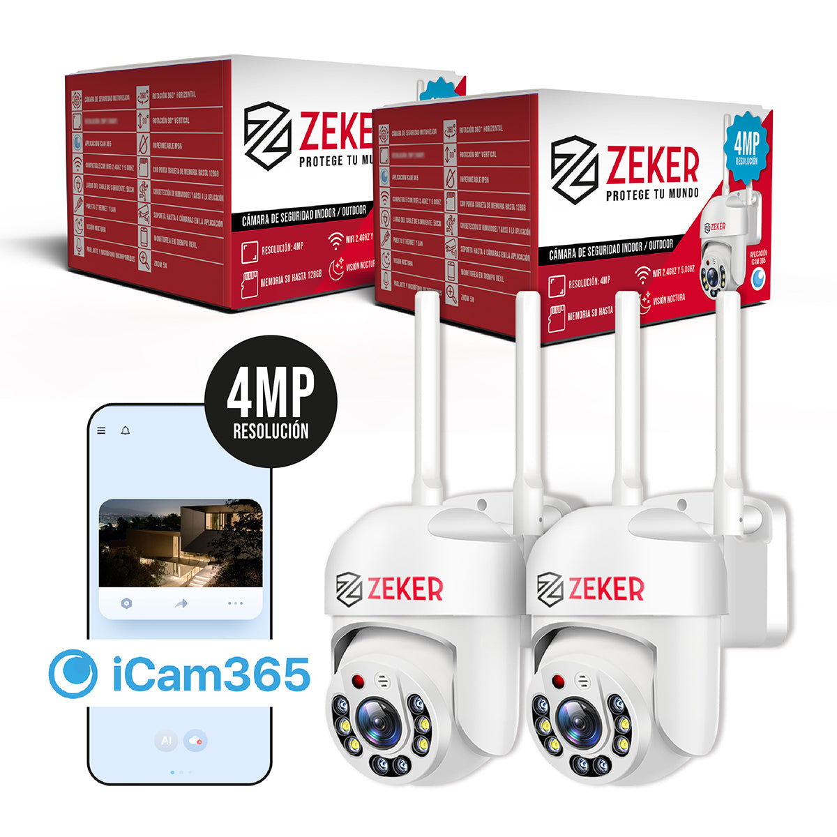 Pack X2 Camara De Seguridad Wifi Impermeable Zeker 4mp 5g – ET Brands