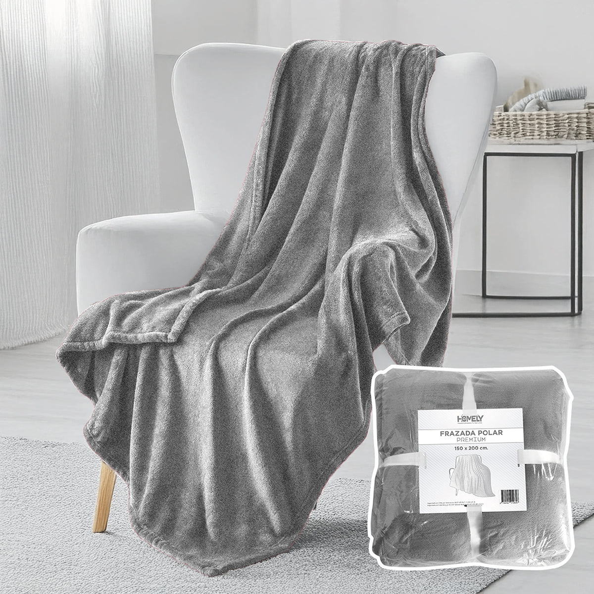 Frazada Polar Termica 2 Plazas Homely Manta 150x200cm Gris – ET Brands