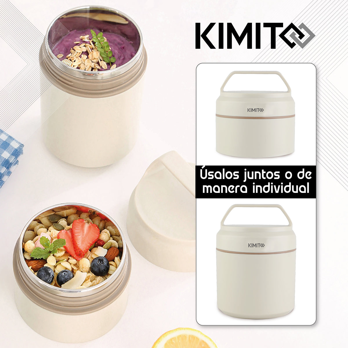 Termo Comida y Liquido Kimito Acero 1200 Ml Multiproposito – ET Brands